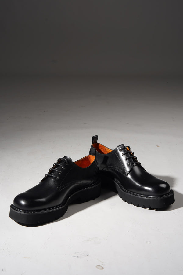 Black Leather Modern Derby Shoes for the Urban Explorer – Hollo Shoe