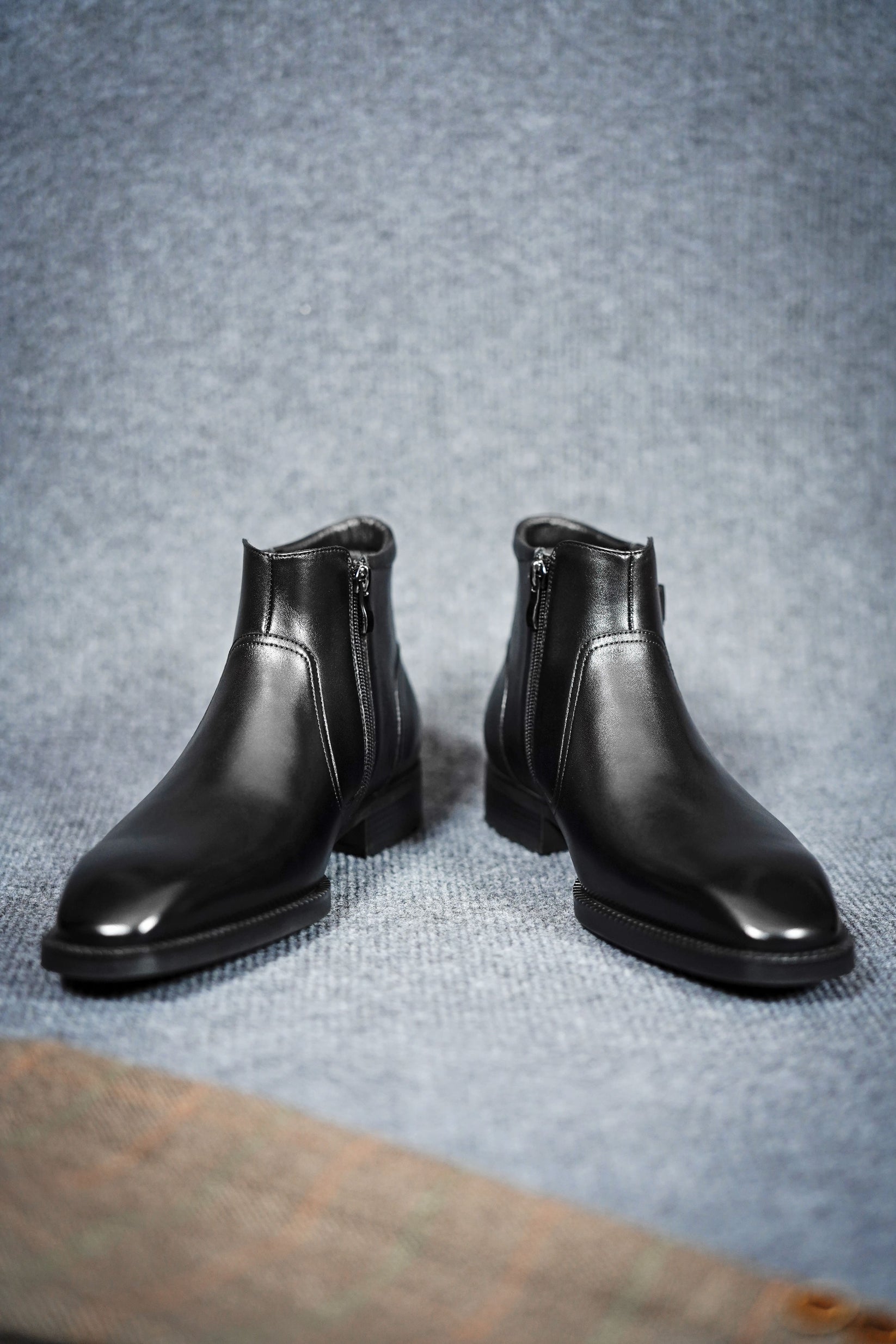 Handcrafted Black Leather Zip-Up Ankle Boots with Buckle Detail – Hollo ...