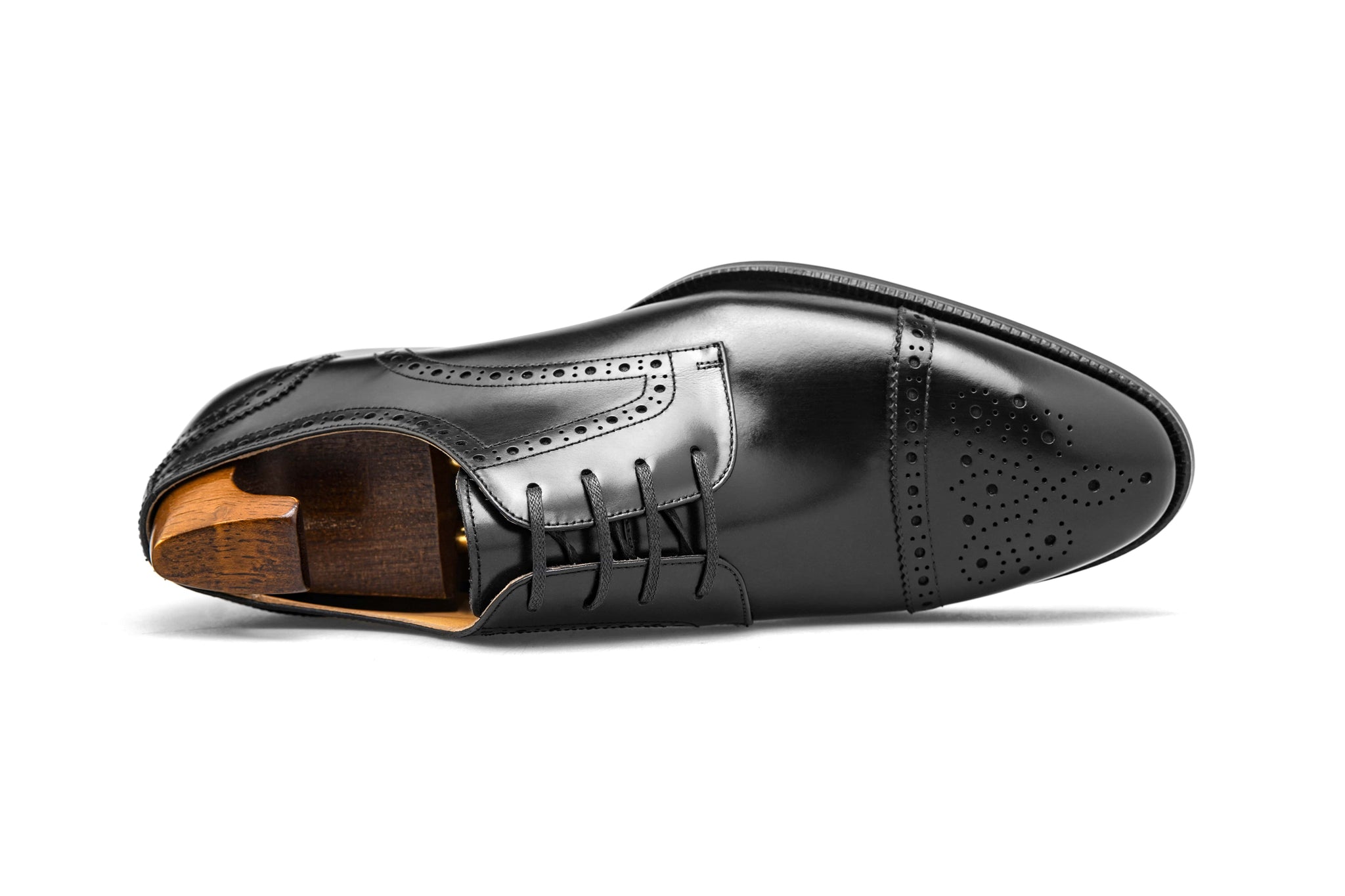 Handmade Black Cap-Toe Leather Derby Brogues - Versatile Formal Shoes ...