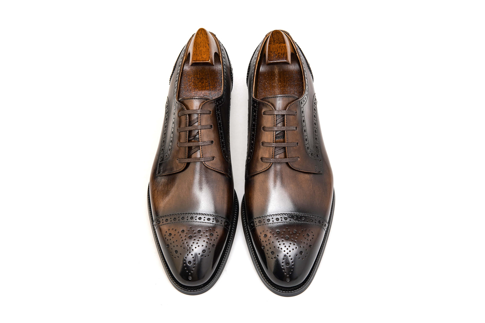 Handmade Brown Cap-Toe Leather Derby Brogues - Versatile Formal Shoes ...