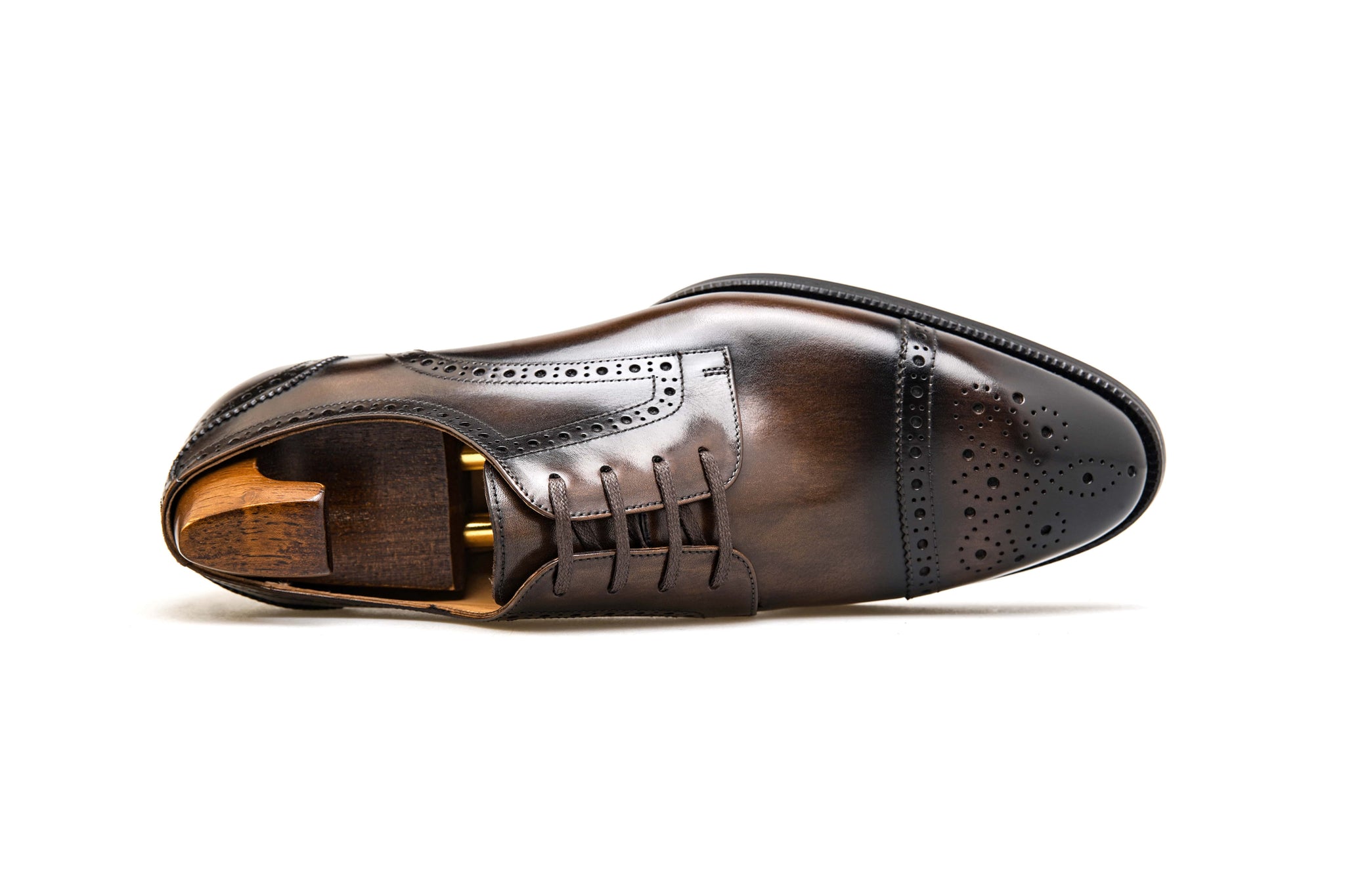 Handmade Brown Cap-Toe Leather Derby Brogues - Versatile Formal Shoes ...