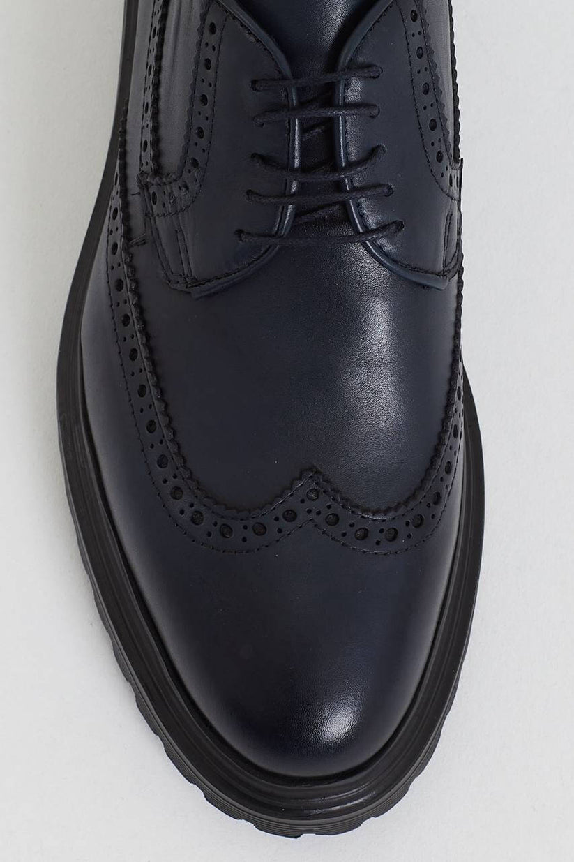 Handmade Navy Blue Brogue Derby Shoes for Versatile Style & Comfort ...
