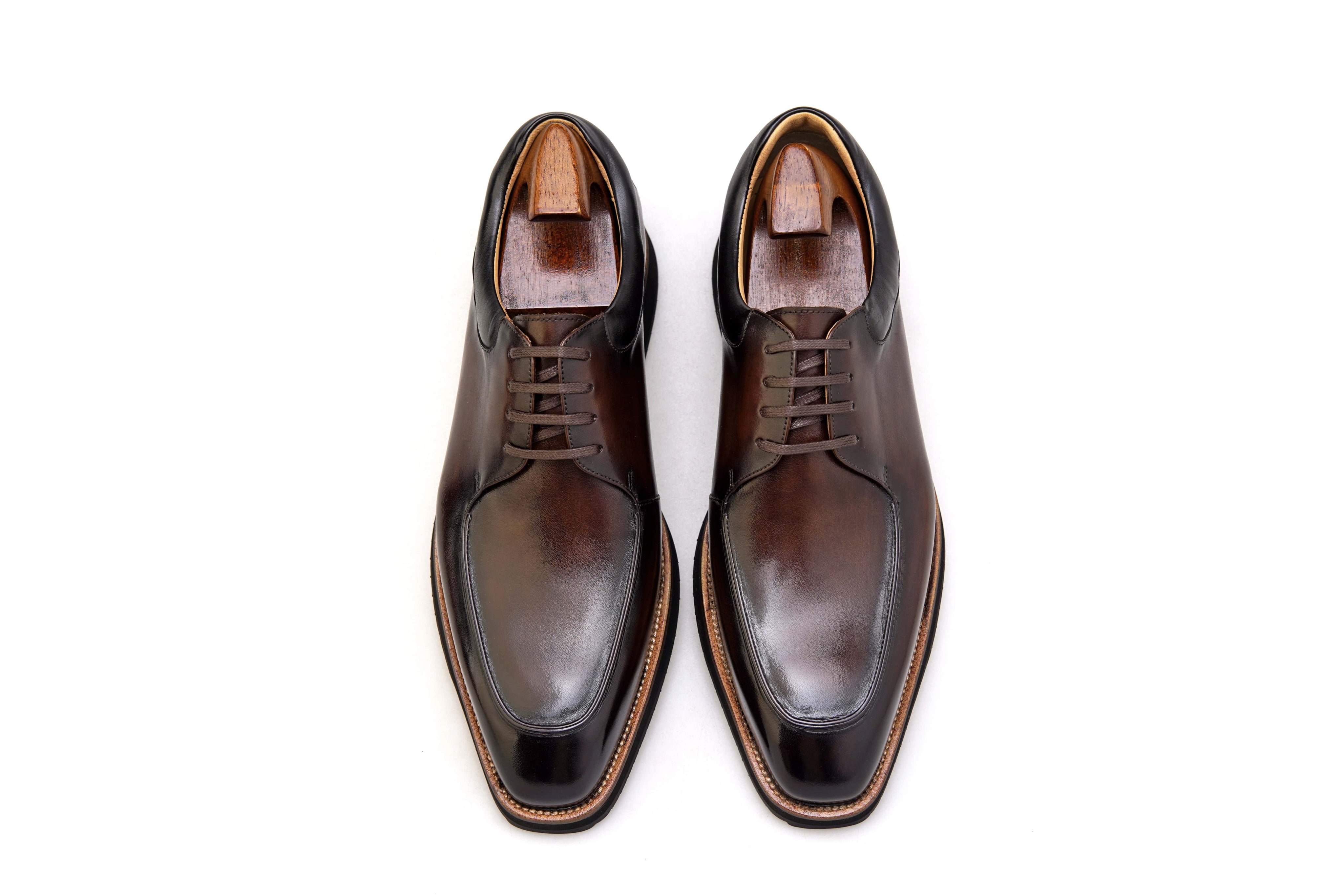 Modern Brown Apron-Toe Derby Shoes – Hollo Shoe