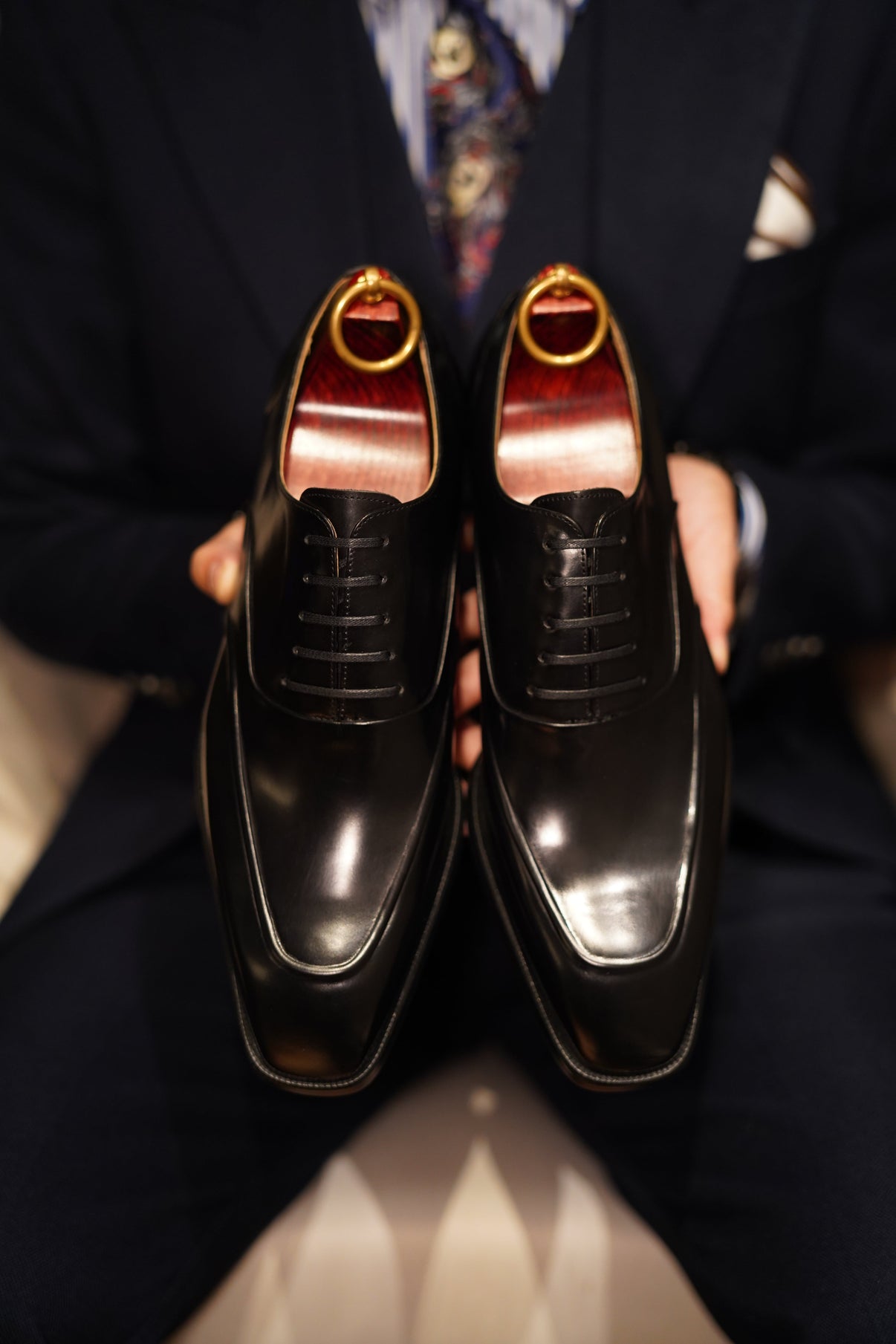 Polished Black Split Toe Apron Oxford Dress Shoes - Modern Formalwear ...