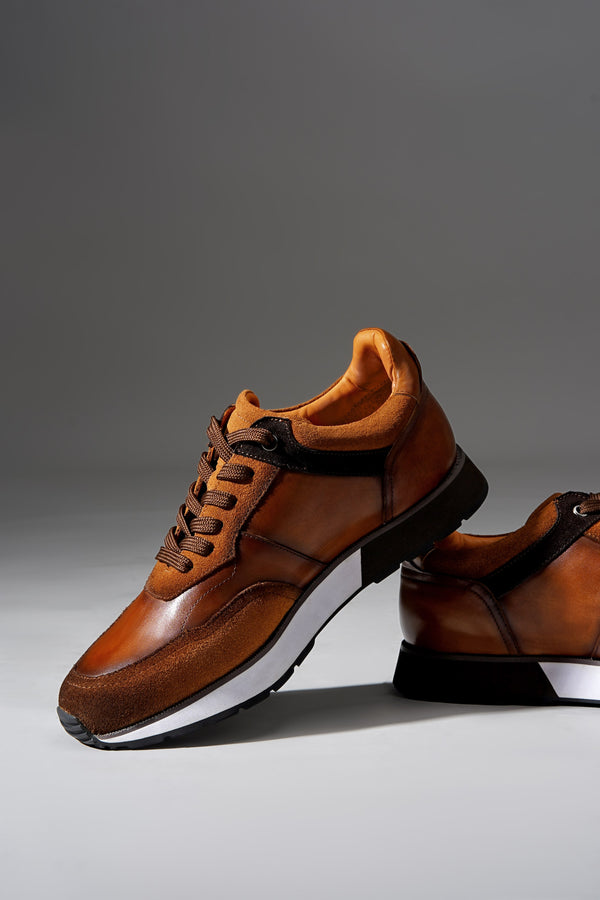 HolloShoe Tan Mix Leather Hybrid Sneakers – Hollo Shoe