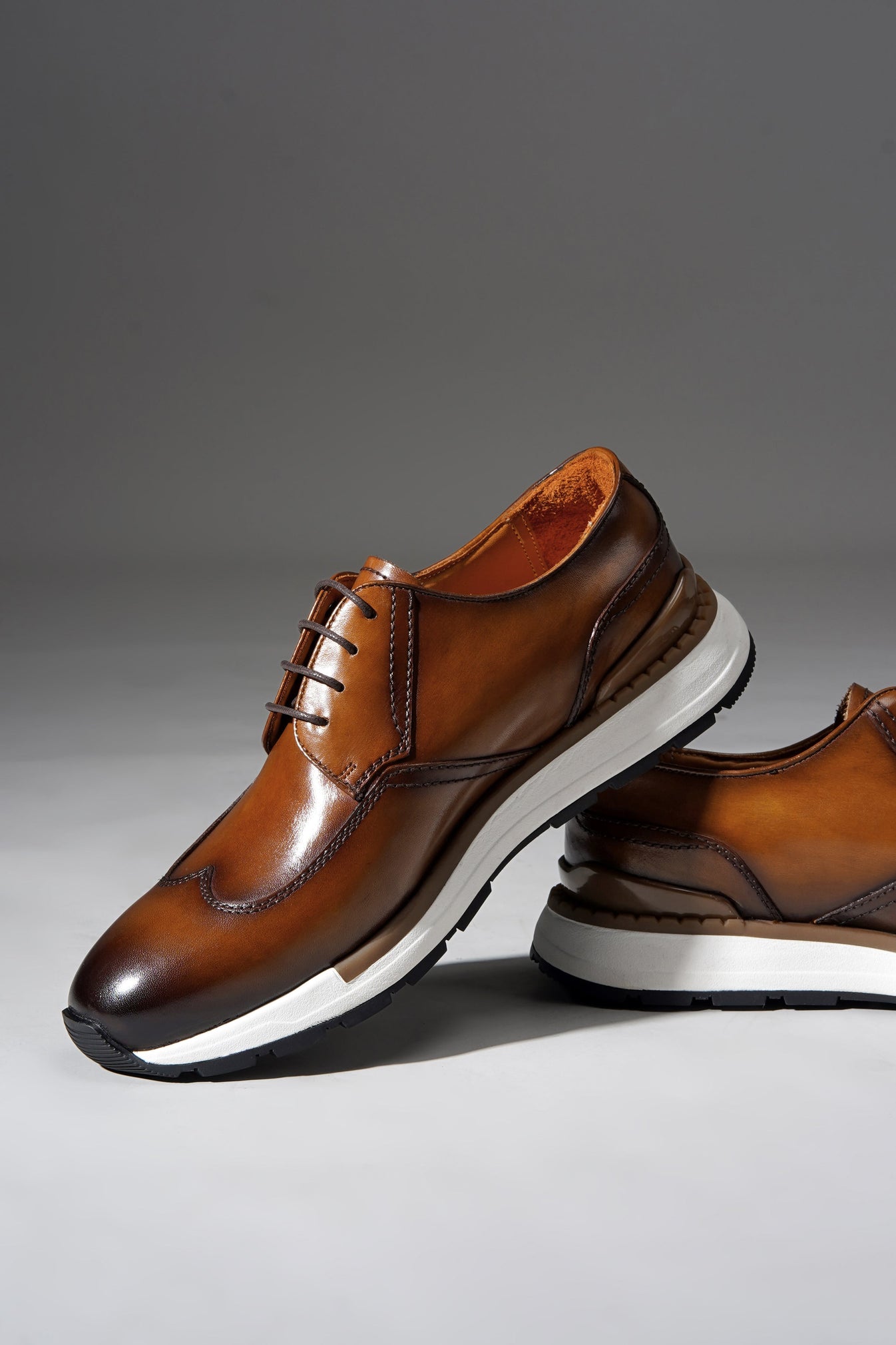 Urban Pro Tan Leather Wingtip Derby Sneakers for Men – Hollo Shoe
