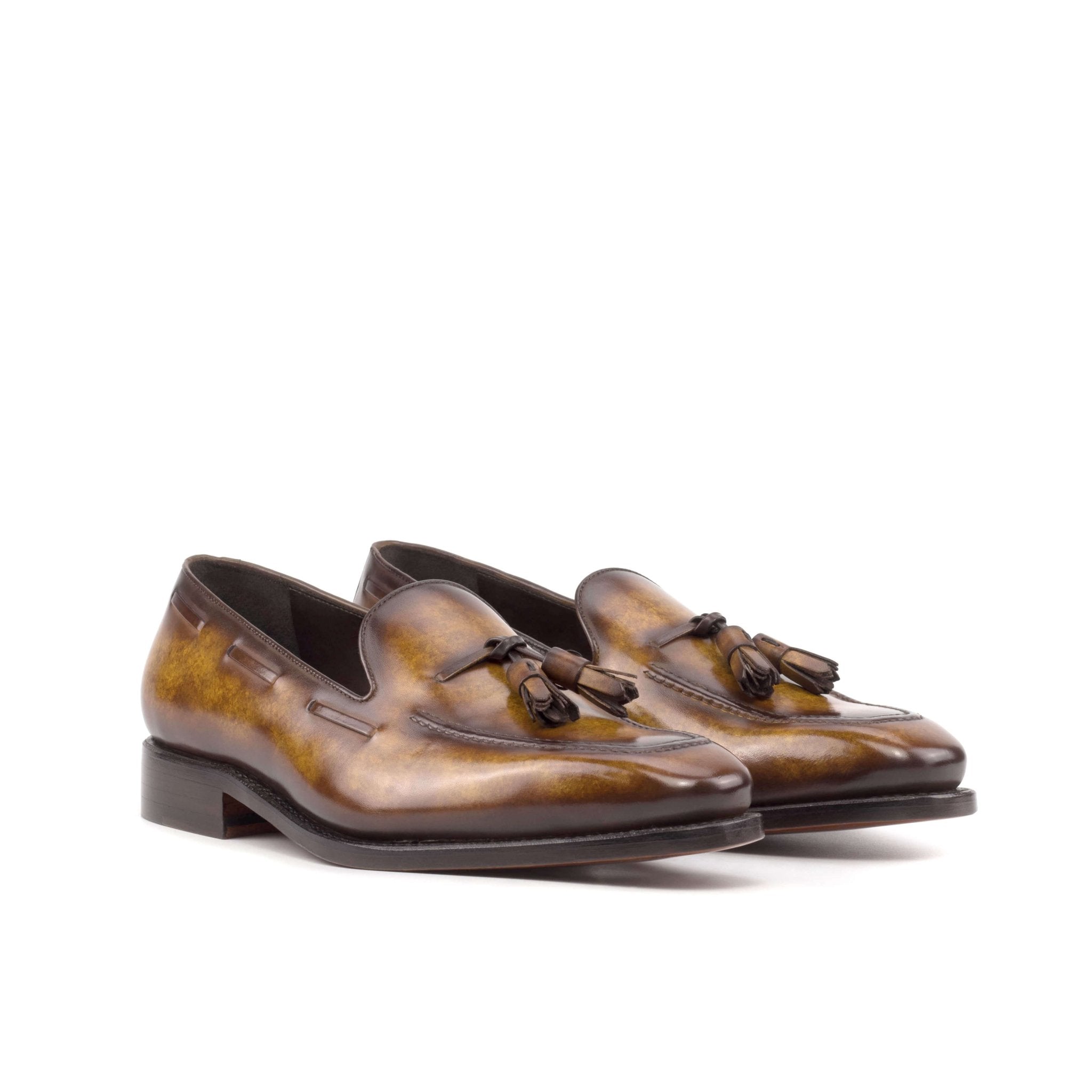 Men's Bespoke Cognac Patina Tassel Loafers – Hollo Shoe