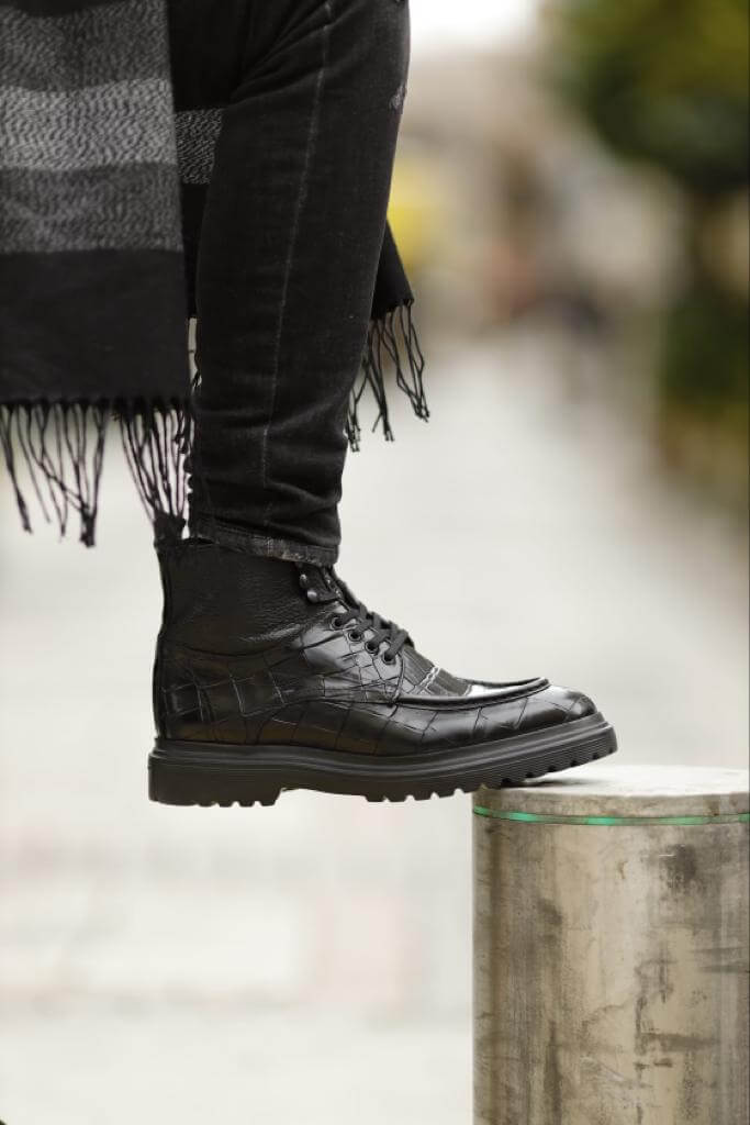 Cozy and Stylish Leather Black Wingtip Boots with Zippered Sides ...