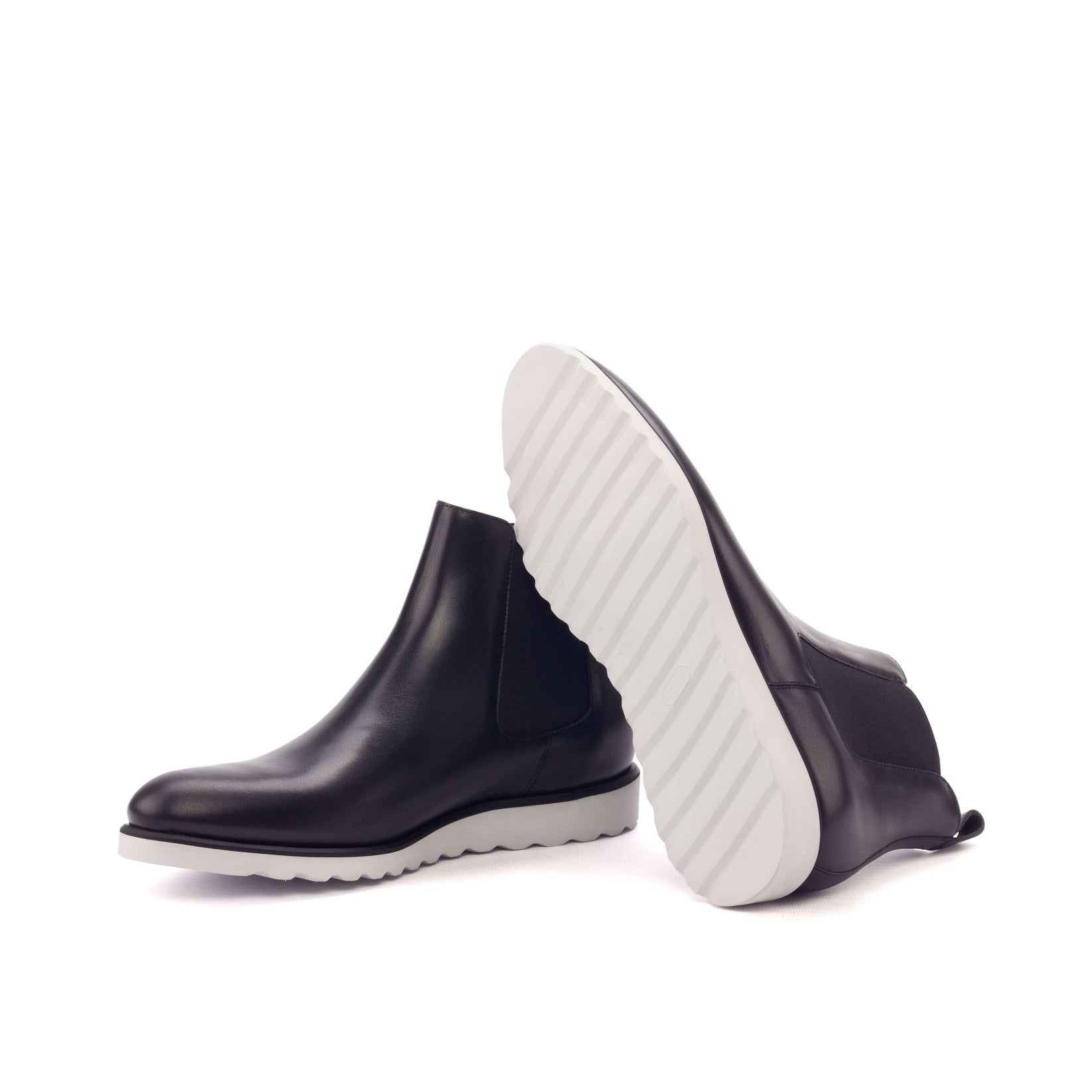 Men's Black Leather Chelsea Boots with White Sole | Handcrafted Custom ...