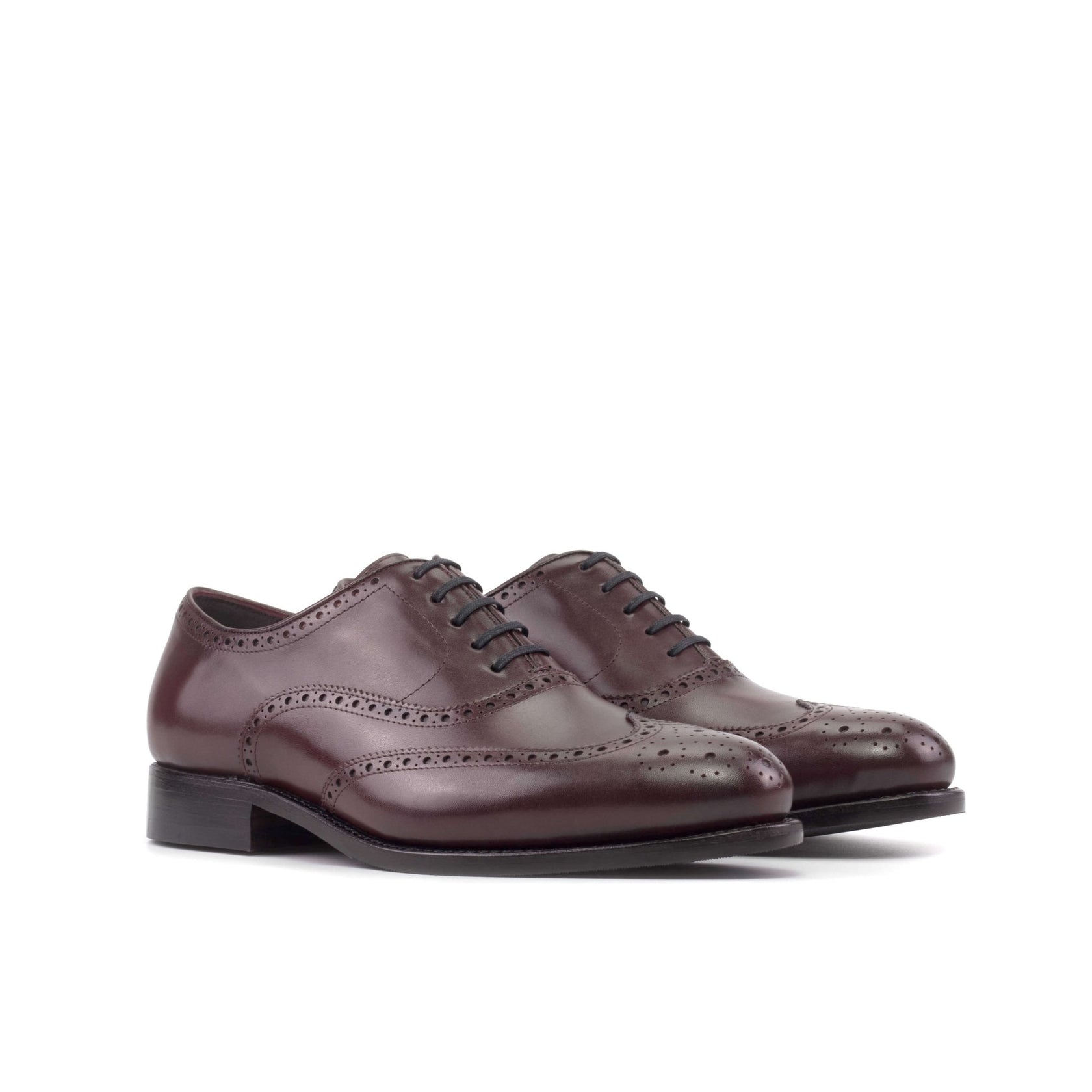 Men's Bespoke Burgundy Full Brogue Oxfords - Customizable Goodyear Welt ...