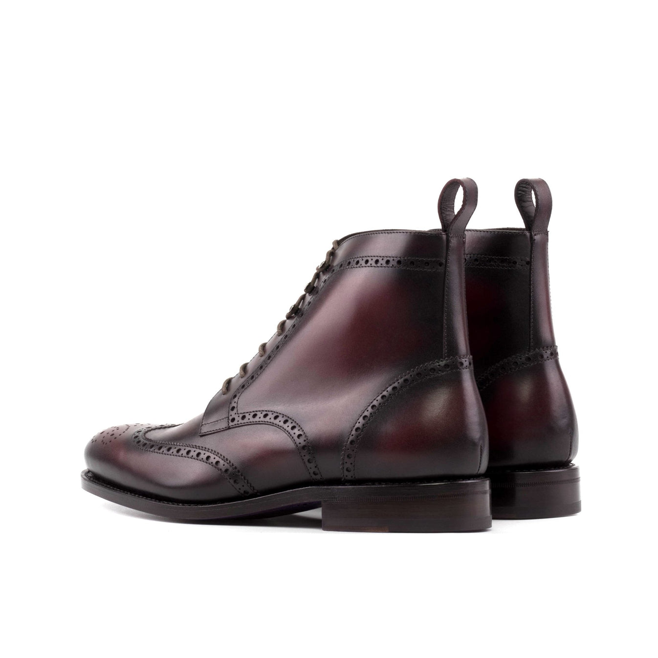 Men's Bespoke Burgundy Military Brogue Boots - Customizable Goodyear ...