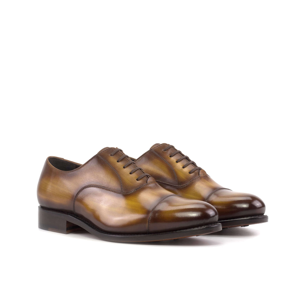 Bespoke Cognac Patina Cap Toe Oxford Shoes | Men's Made-to-Order Dress ...