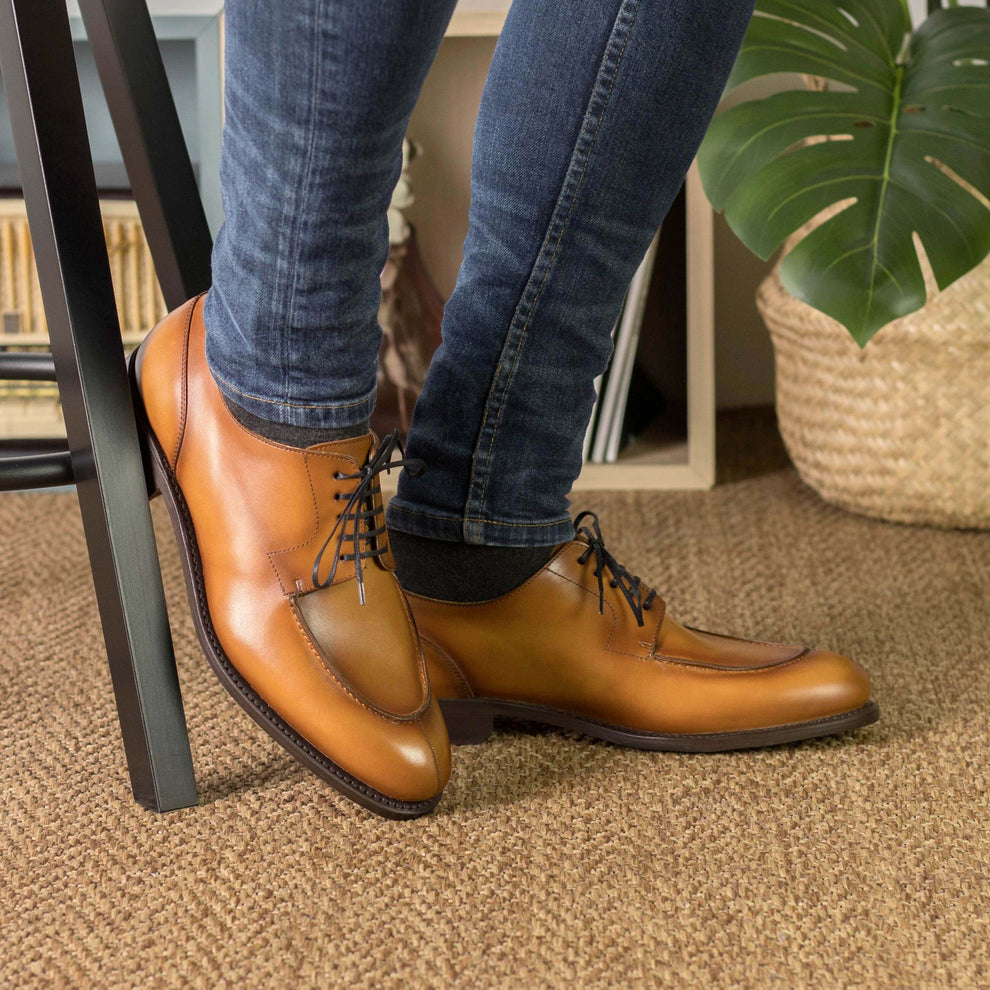 Bespoke Cognac Split Toe Derby Shoes | Men's Made-to-Order Dress Shoes ...