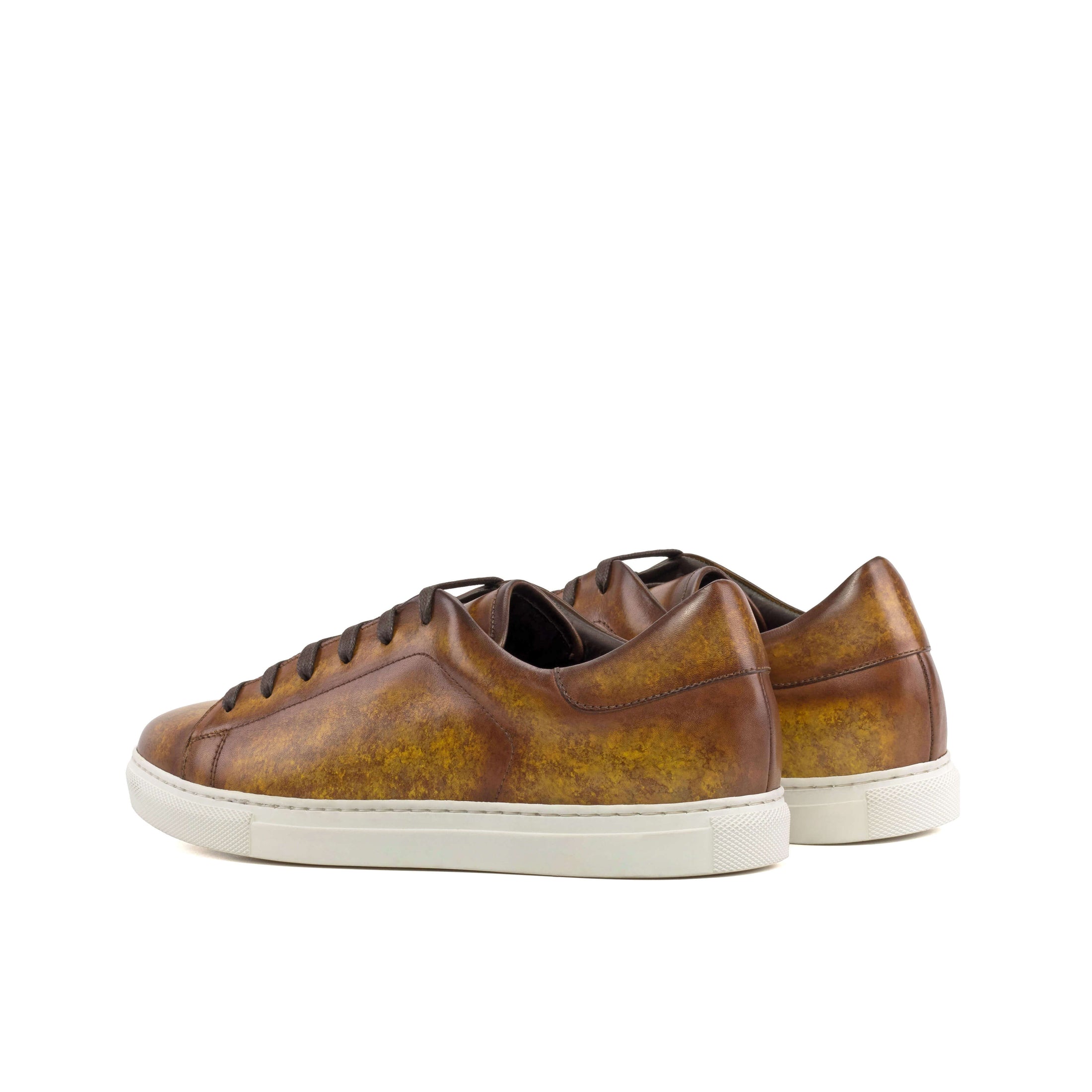 Bespoke Cognac Patina Leather Trainers | Men's Made-to-Order Sneakers ...