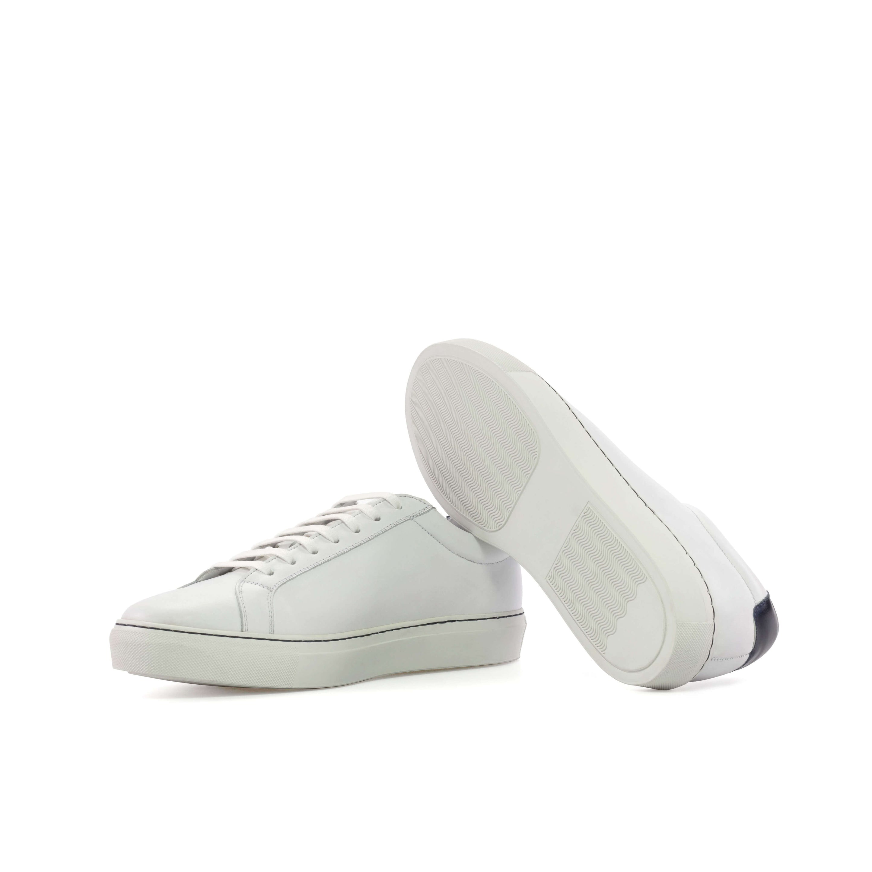 Men's Bespoke White Leather Low-Top Sneakers - Customizable Cupsole ...