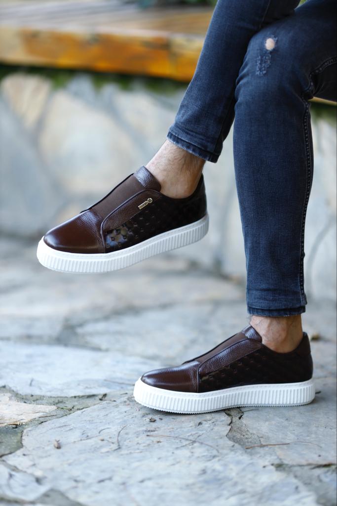 Handcrafted Vortex Brown Float Leather Slip-Ons – Hollo Shoe